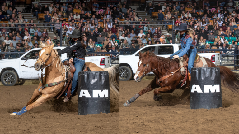 Hailey Kinsel, Halyn Lide Split 2024 Denver Barrel Racing Win