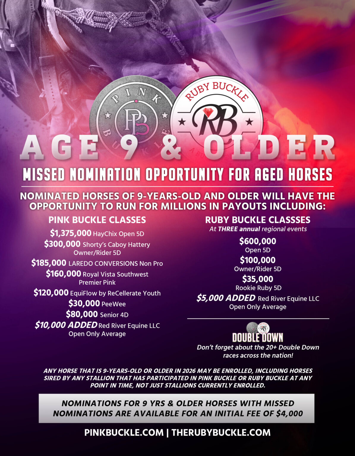 Pink, Ruby Buckle Announce Aged (( and Older) Nomination
