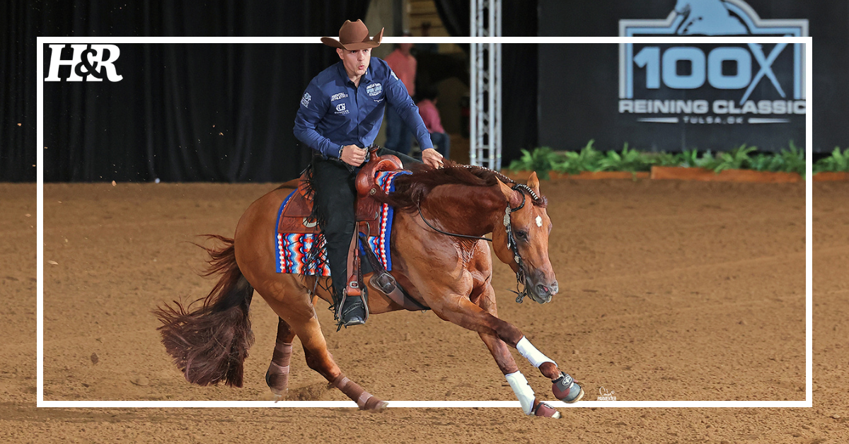 Gabriel Borges and Spooks Gotta Ice Claim the 100X Tulsa Reining Classic 4-year-old Stakes