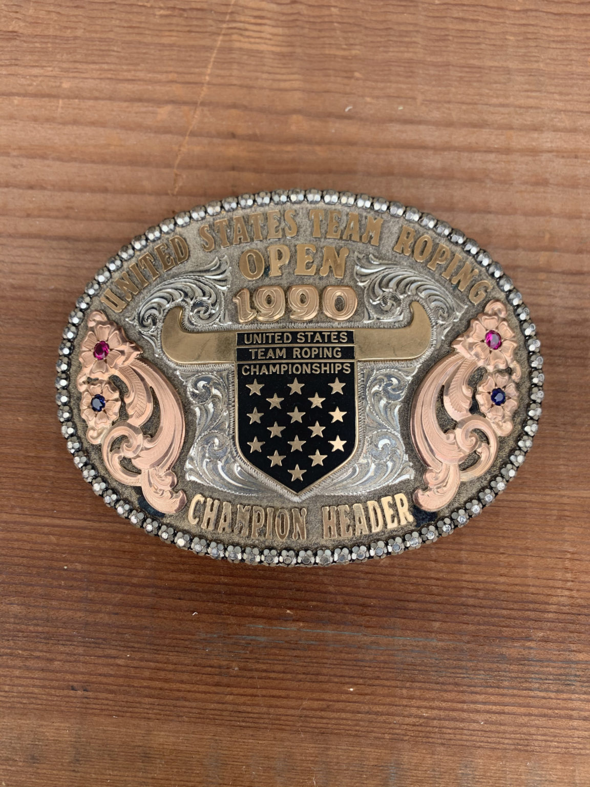 Charles Pogue's 1990 USTRC's National Finals Open Championship Buckle