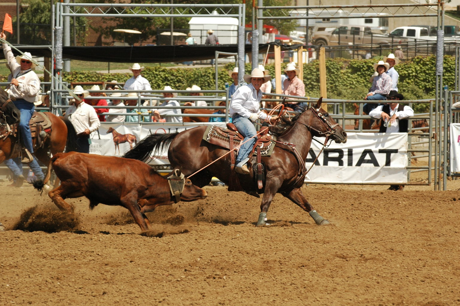 Girl Team Roping Champions at National High School Finals Rodeo