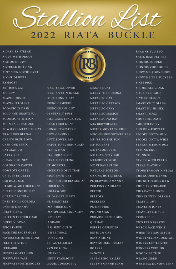 The Official Riata Buckle Stallion List and Riata Buckle Website