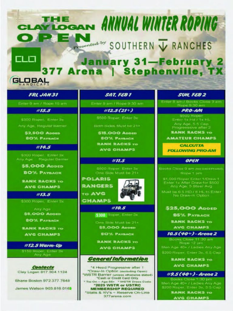 Team Roping Events - UPDATED January 2025