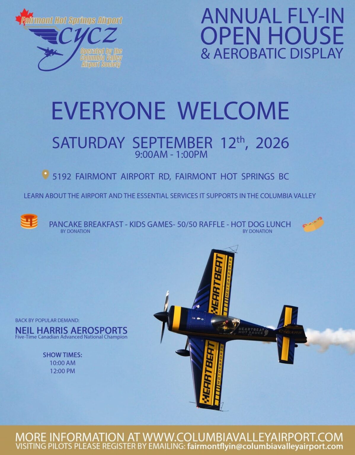 Fairmont Airport Fly-In Open House Aerobatic Display &Pancake Breakfast