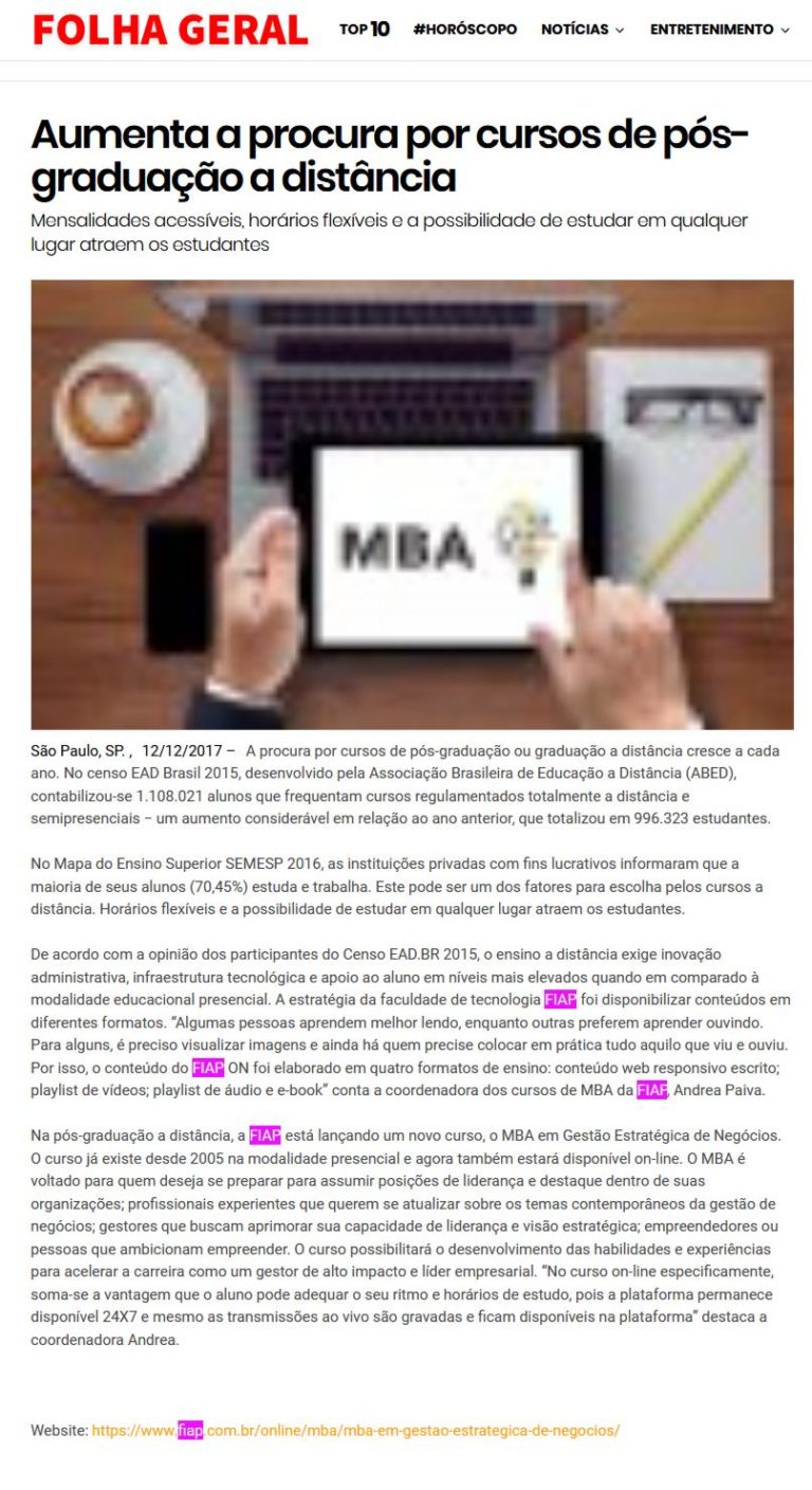 Portal Folha Geral – Notícias (AUMENTA A PROCURA POR CURSOS DE PÓS ...