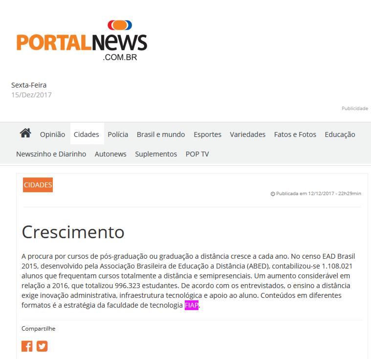Portal PortalNews – Notícias (Crescimento – FIAP) - FIAP