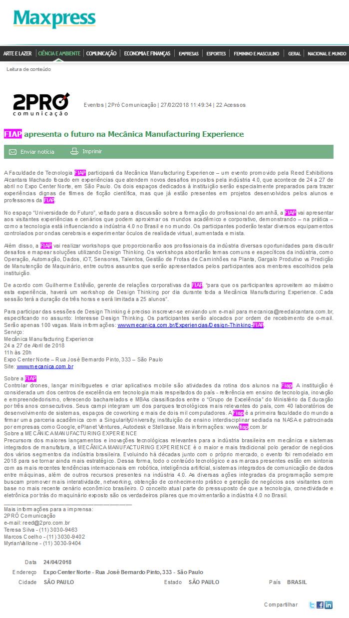 Portal Maxpress – Notícias (FIAP APRESENTA O FUTURO NA MECÂNICA ...