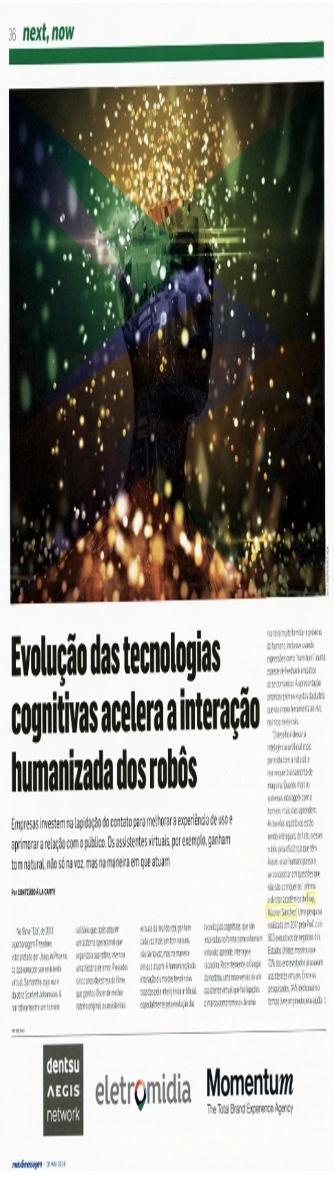 Jornal Meio&Mensagem – Matéria (EVOLUCAO DAS TECNOLOGIAS COGNITIVAS ...