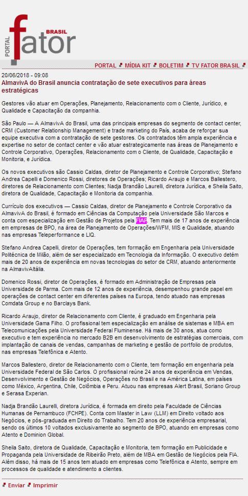 Portal Fator Brasil – Notícias (ALMAVIVA DO BRASIL ANUNCIA CONTRATAÇÃO ...