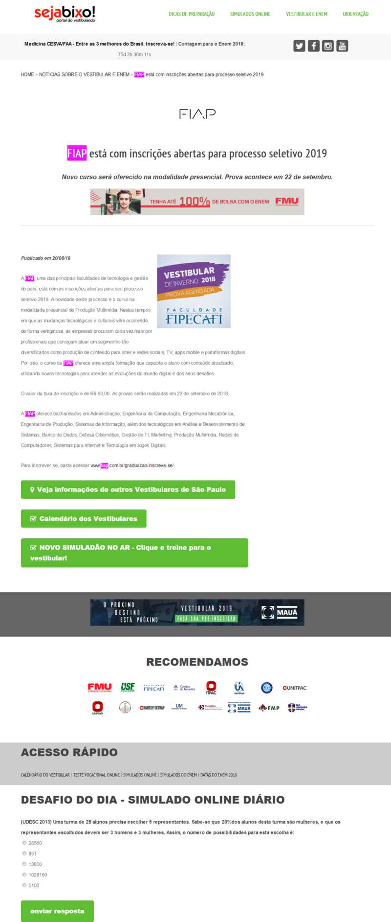 Portal SejaBixo! – Notícias ( FIAP ESTÁ COM INSCRIÇÕES ABERTAS PARA ...