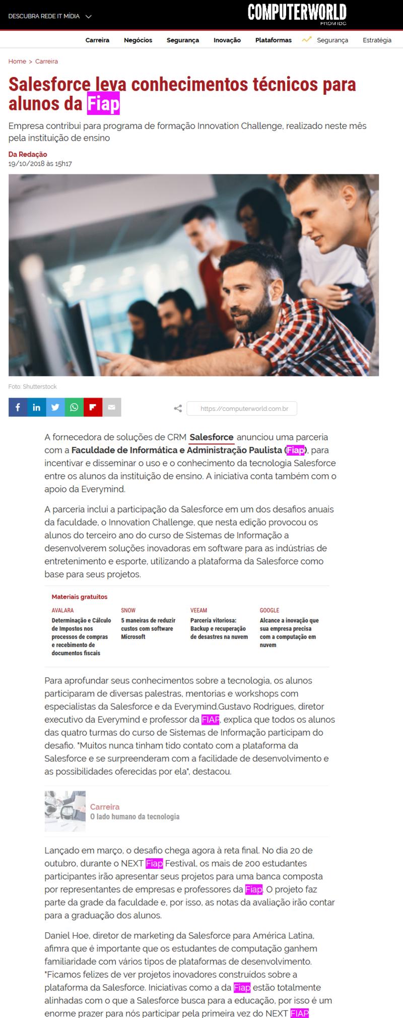 Portal Computer World – Notícias (SALESFORCE LEVA CONHECIMENTOS ...