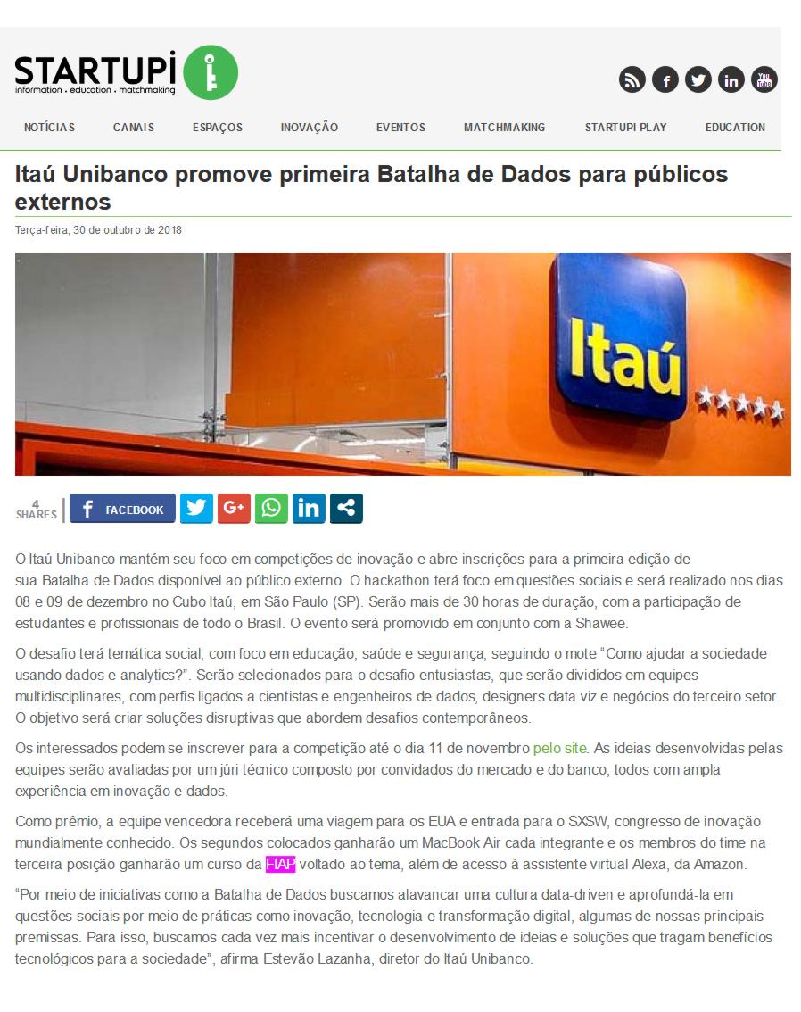 Portal Startupi – Notícias ( ITAÚ UNIBANCO PROMOVE PRIMEIRA BATALHA DE ...