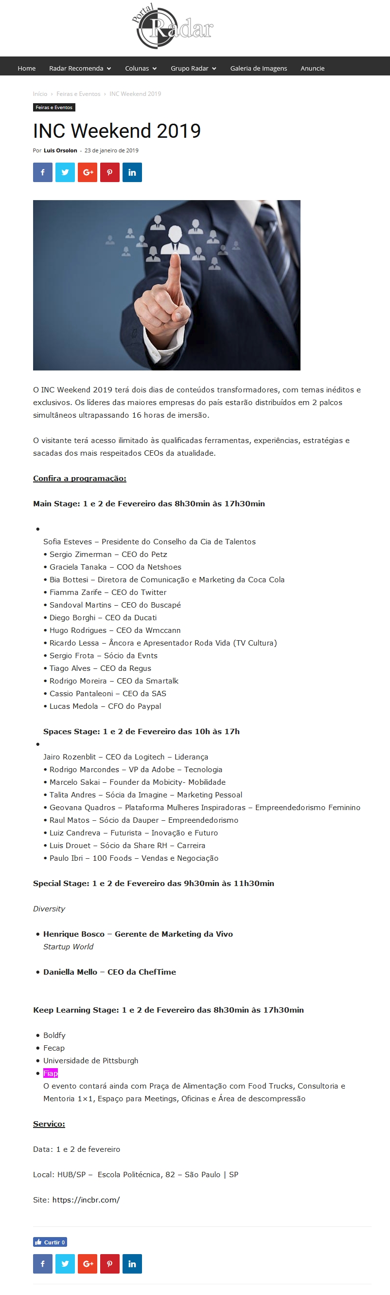 Portal Radar – Notícias (INC WEEKEND 2019 – FIAP) - FIAP