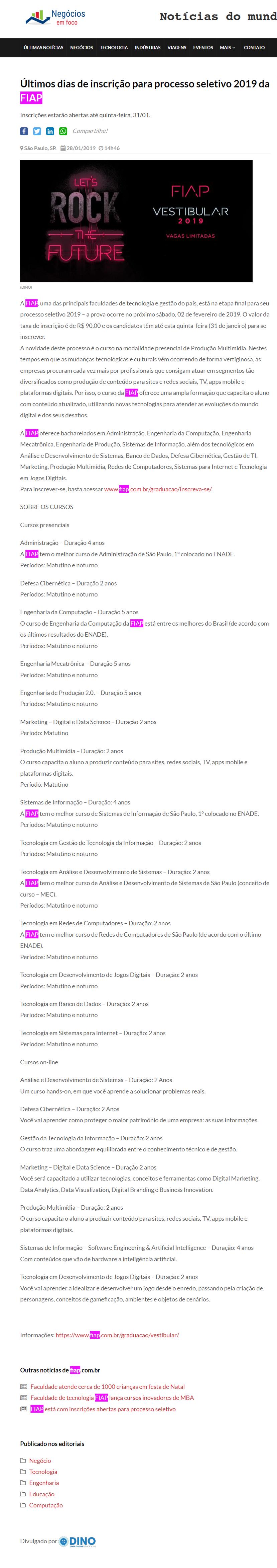 Portal Notícias Em Foco – Notícias (ÚLTIMOS DIAS DE INSCRIÇÃO PARA ...