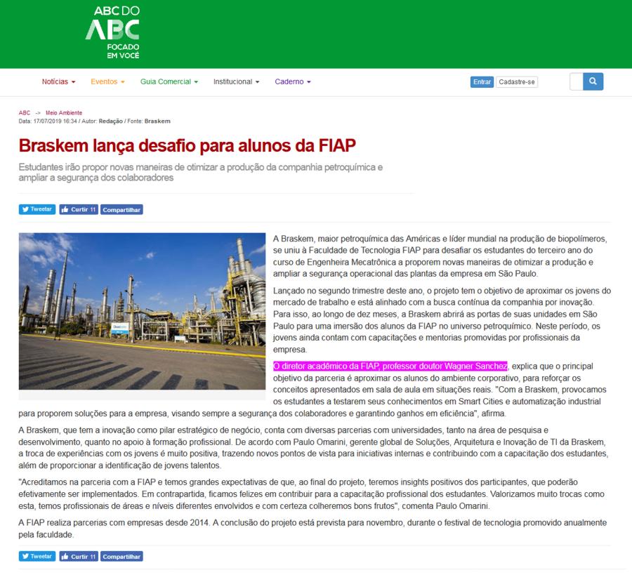 Portal ABC do ABC – Notícias (BRASKEM LANÇA DESAFIO PARA ALUNOS DA FIAP ...