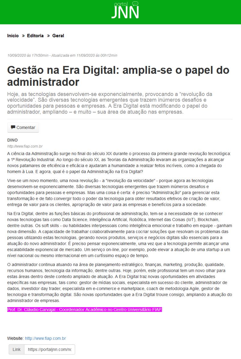 PORTAL JNN – ARTIGO (GESTÃO NA ERA DIGITAL: AMPLIA-SE O PAPEL DO ...