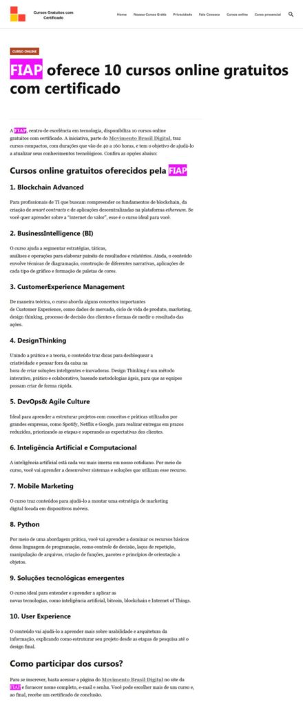 CURSOS GRATUITOS – NOTÍCIAS (FIAP OFERECE 10 CURSOS ONLINE GRATUITOS ...