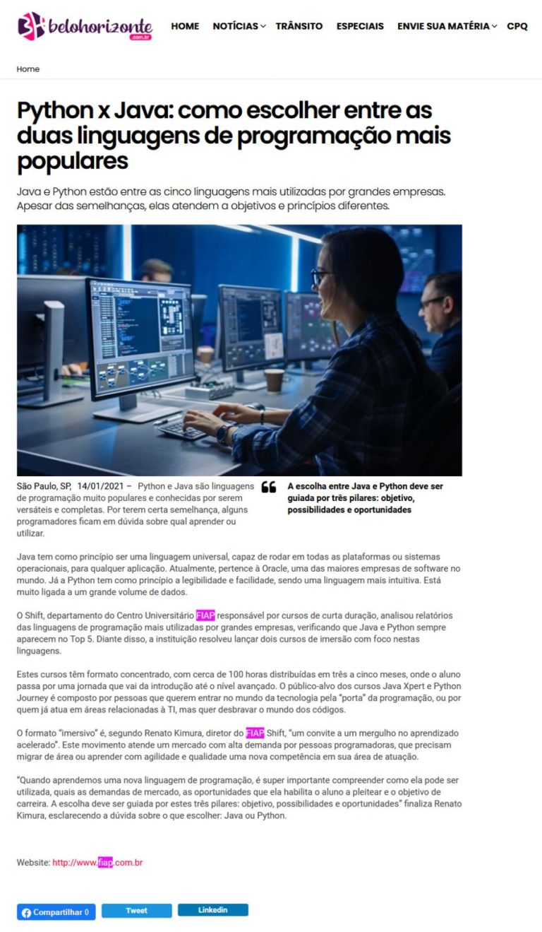 BELO HORIZONTE – NOTÍCIAS (PYTHON X JAVA: COMO ESCOLHER ENTRE AS DUAS ...