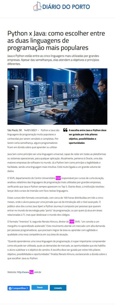 DIÁRIO DO PORTO – NOTÍCIAS (PYTHON X JAVA: COMO ESCOLHER ENTRE AS DUAS ...