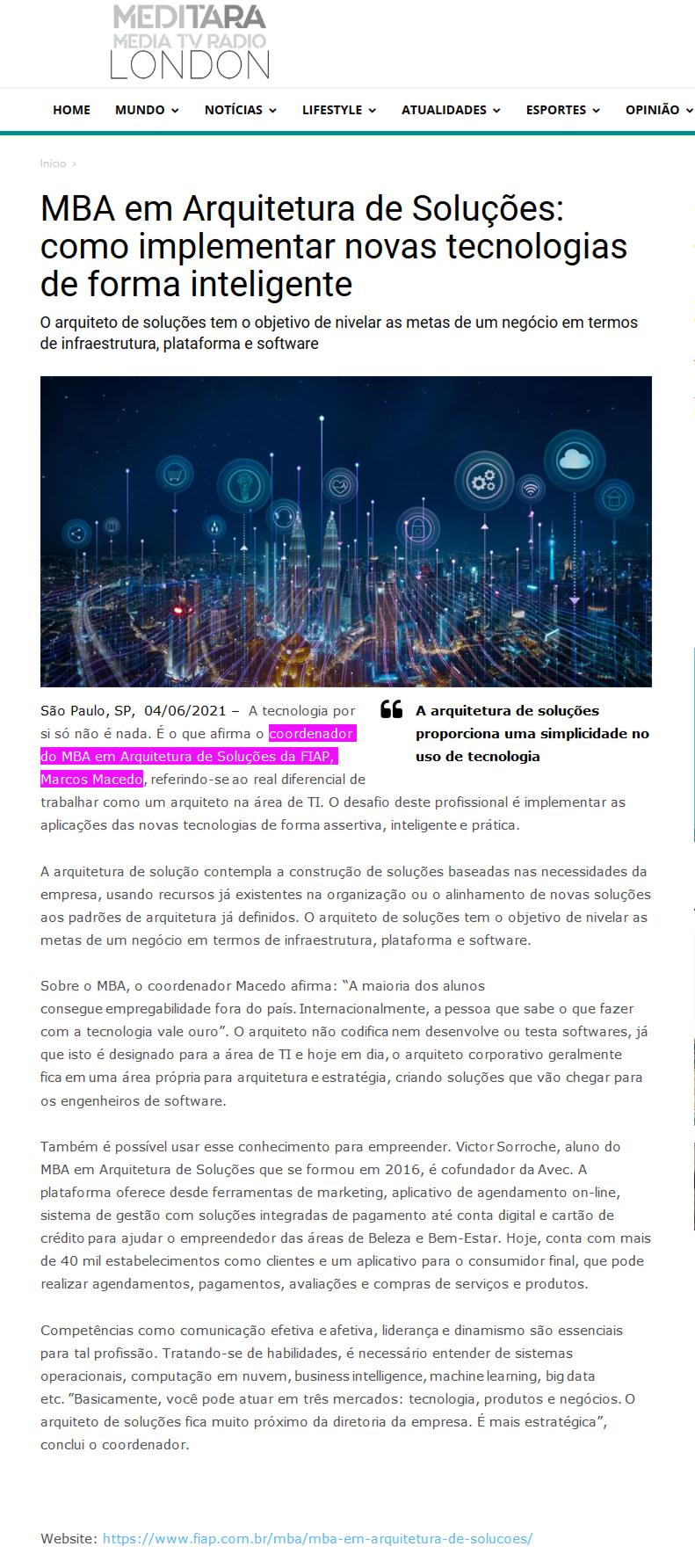 Meditara – NOTÍCIAS (MBA EM ARQUITETURA DE SOLUÇÕES: COMO IMPLEMENTAR ... Meditara – NOTÍCIAS (MBA EM ARQUITETURA DE SOLUÇÕES: COMO IMPLEMENTAR ...