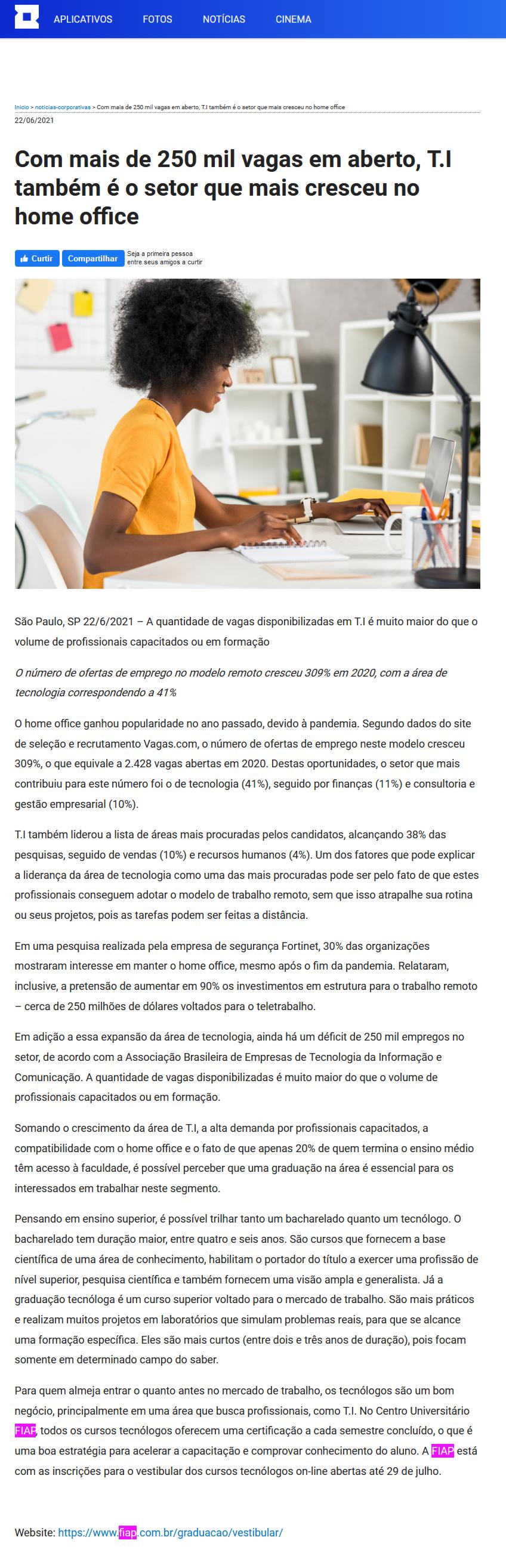 Zipix – NOTÍCIAS (COM MAIS DE 250 MIL VAGAS EM ABERTO, T.I TAMBÉM É O ...