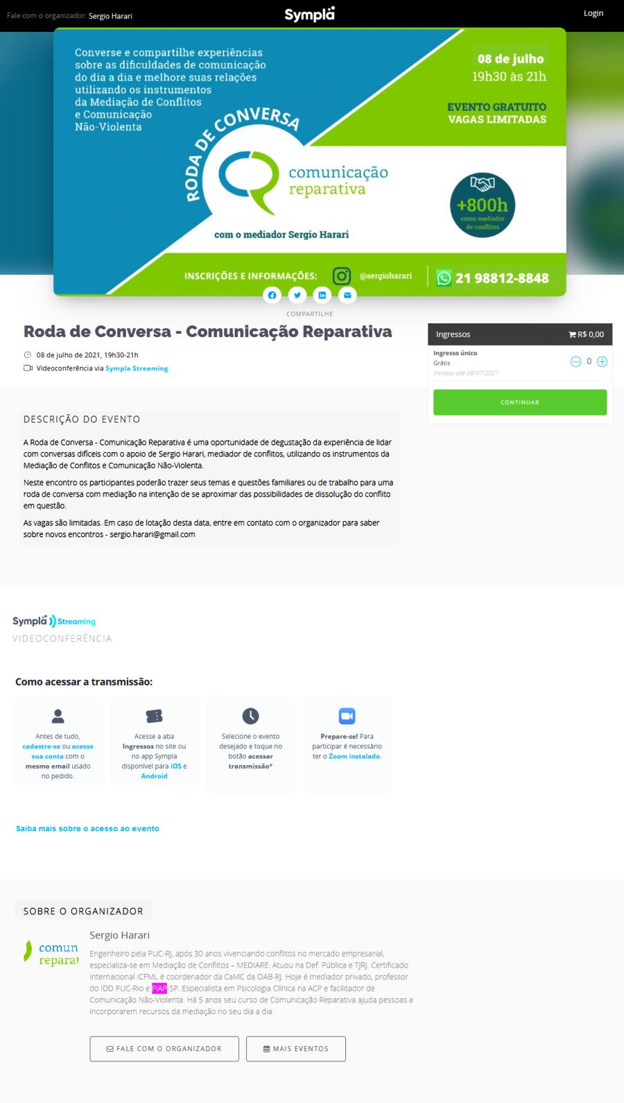 Sympla – NOTÍCIAS (RODA DE CONVERSA – COMUNICAÇÃO REPARATIVA – SÉRGIO ...