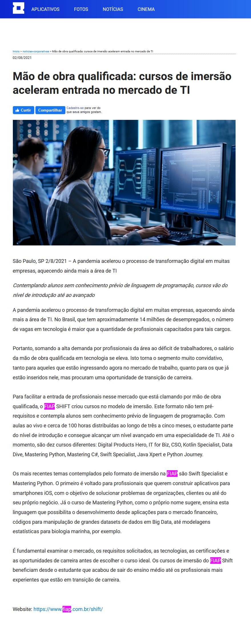 Zipix – NOTÍCIAS (Mão de obra qualificada: cursos de imersão aceleram ...