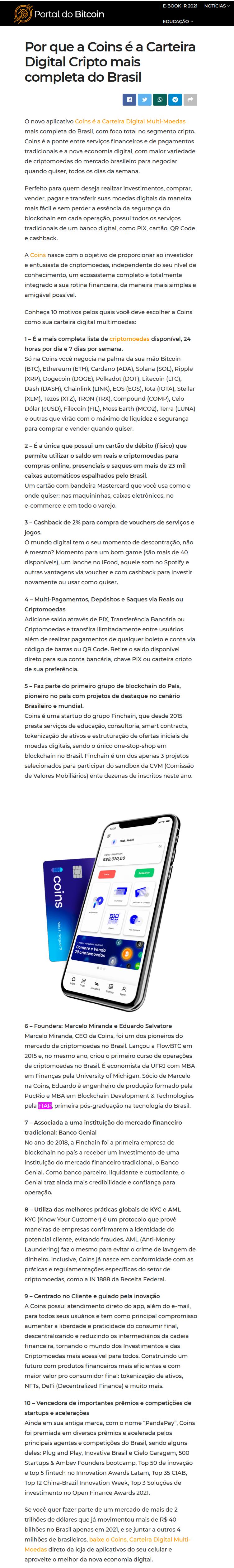 Portal do Bitcoin – NOTÍCIAS (POR QUE A COINS É A CARTEIRA DIGITAL ...