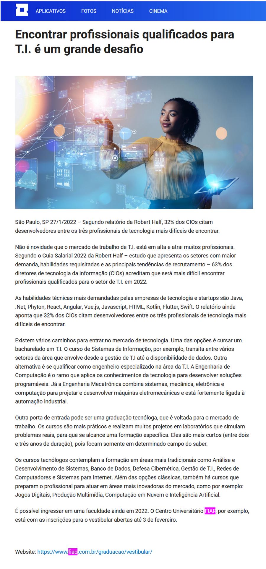 Zipix – NOTÍCIAS (ENCONTRAR PROFISSIONAIS QUALIFICADOS PARA T.I. É UM ...