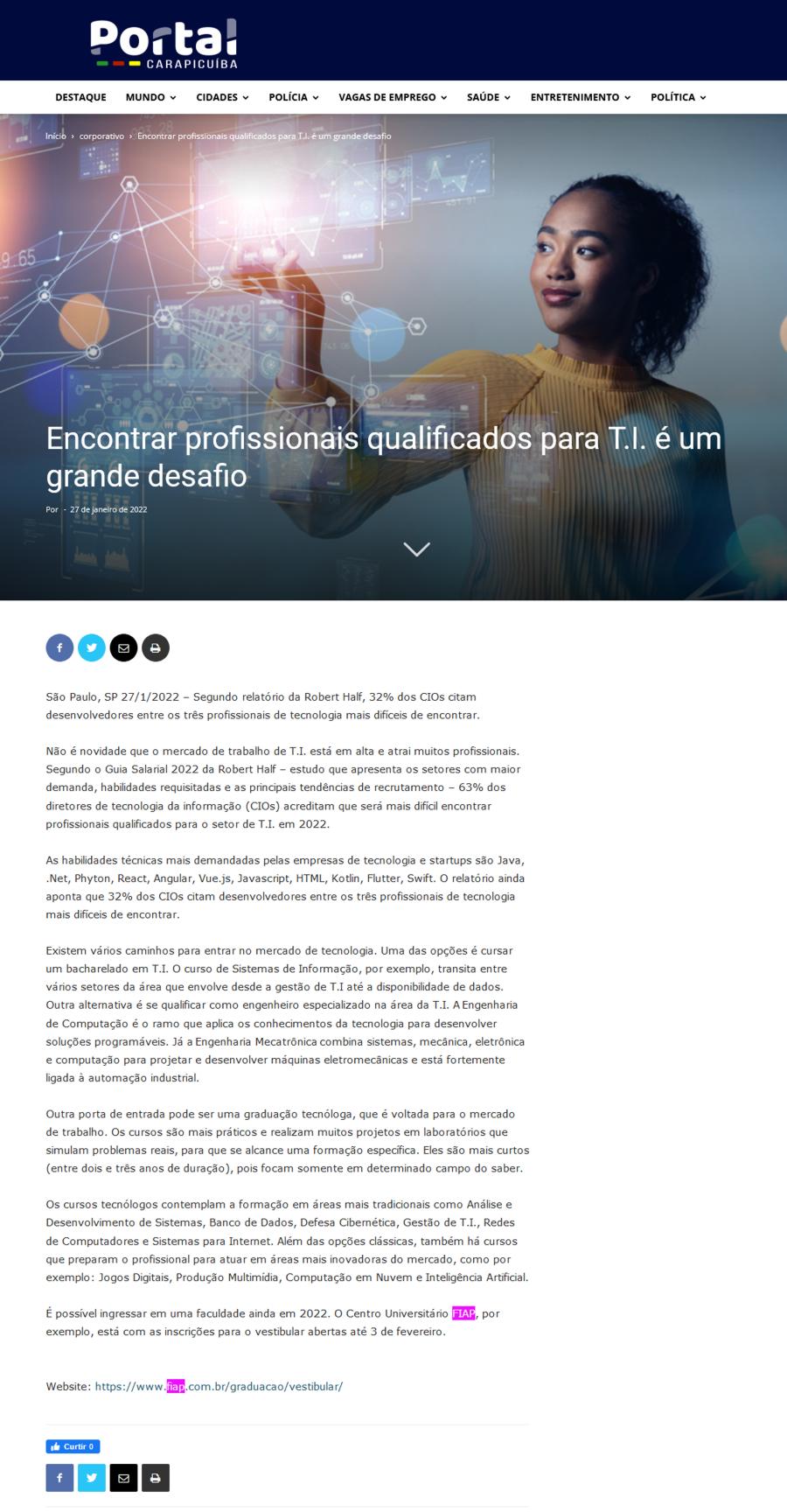 Portal Carapicuíba – NOTÍCIAS (ENCONTRAR PROFISSIONAIS QUALIFICADOS ...