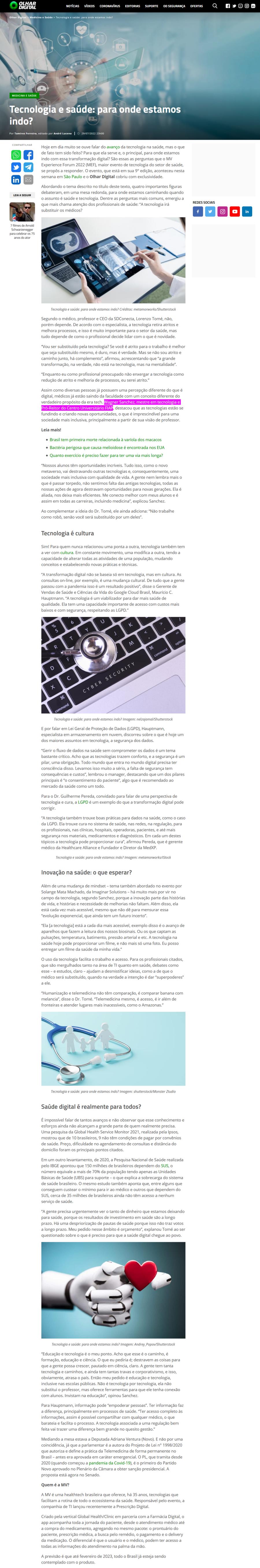 Olhar Digital – NOTÍCIAS (TECNOLOGIA E SAÚDE: PARA ONDE ESTAMOS INDO ...