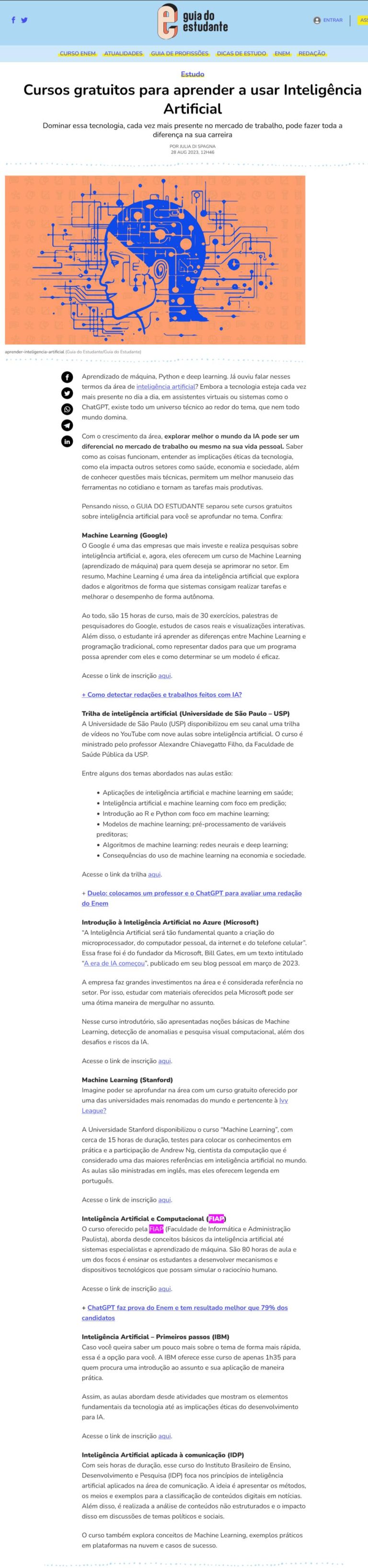 Guia do Estudante – NOTÍCIAS (CURSOS GRATUITOS PARA APRENDER A USAR ...