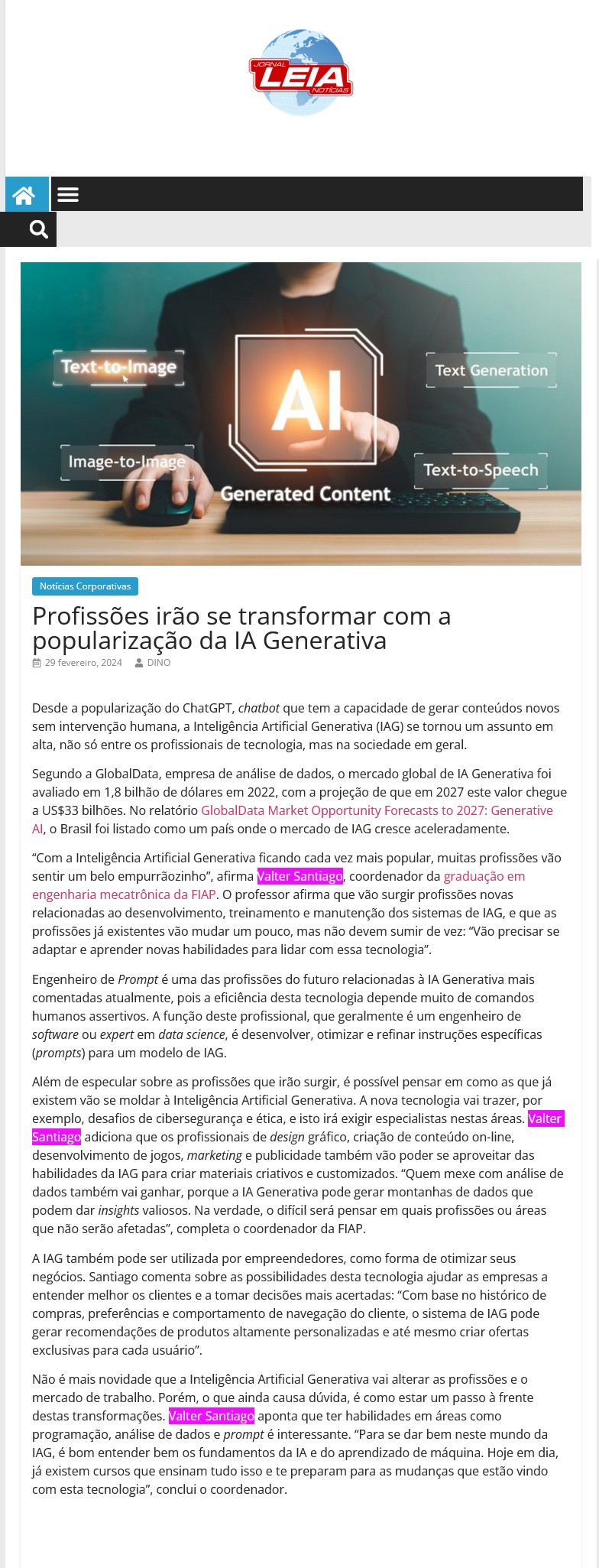 Leia Notícias – NOTÍCIAS (PROFISSÕES IRÃO SE TRANSFORMAR COM A ...