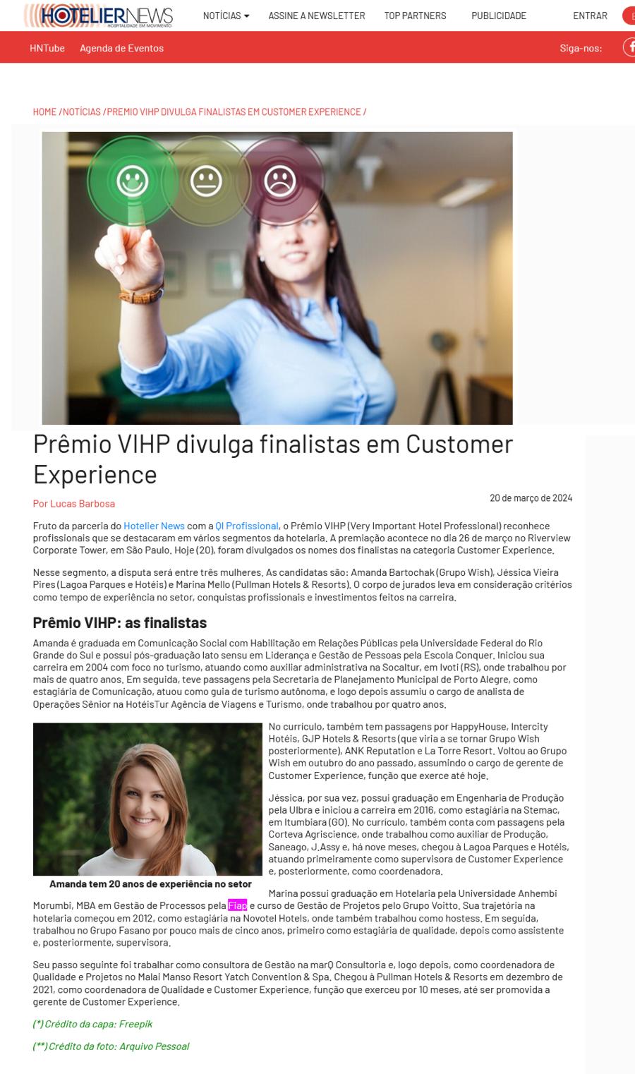 Hotelier News – NOTÍCIAS (PRÊMIO VIHP DIVULGA FINALISTAS EM CUSTOMER ...