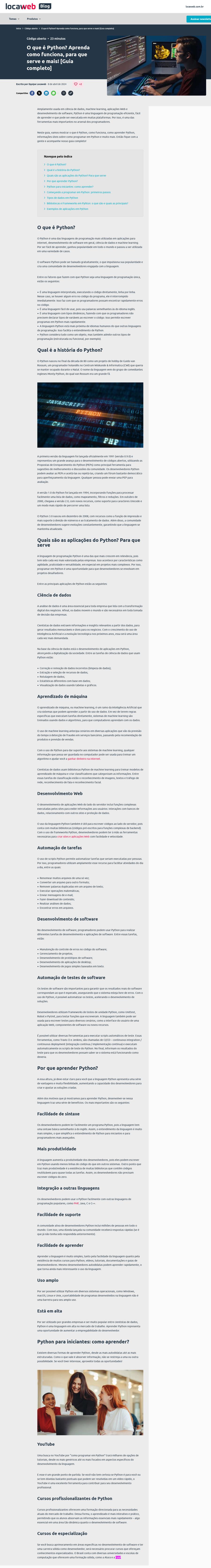 Locaweb – NOTÍCIAS (O QUE É PYTHON? APRENDA COMO FUNCIONA, PARA QUE ...