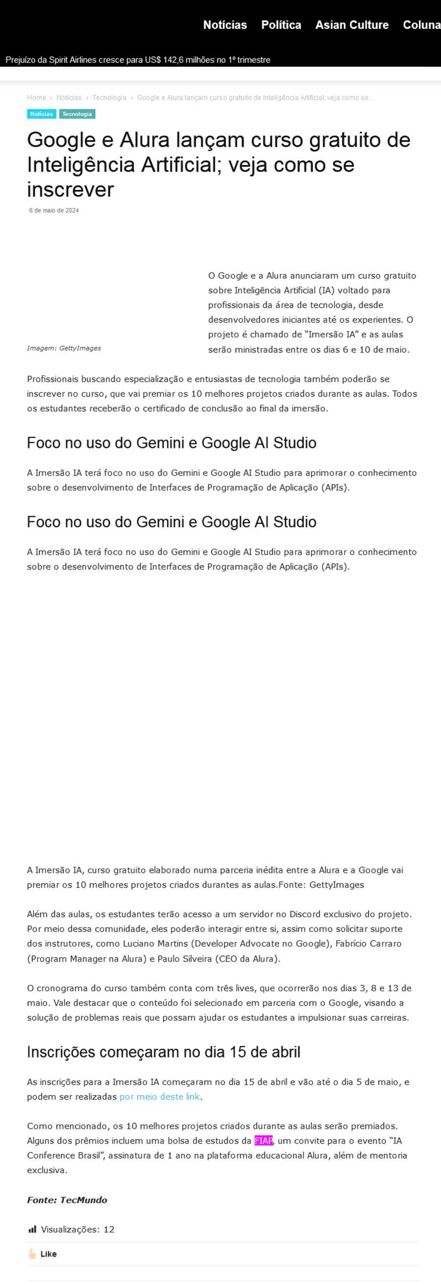 Portal Amazônida – NOTÍCIAS (GOOGLE E ALURA LANÇAM CURSO GRATUITO DE ...