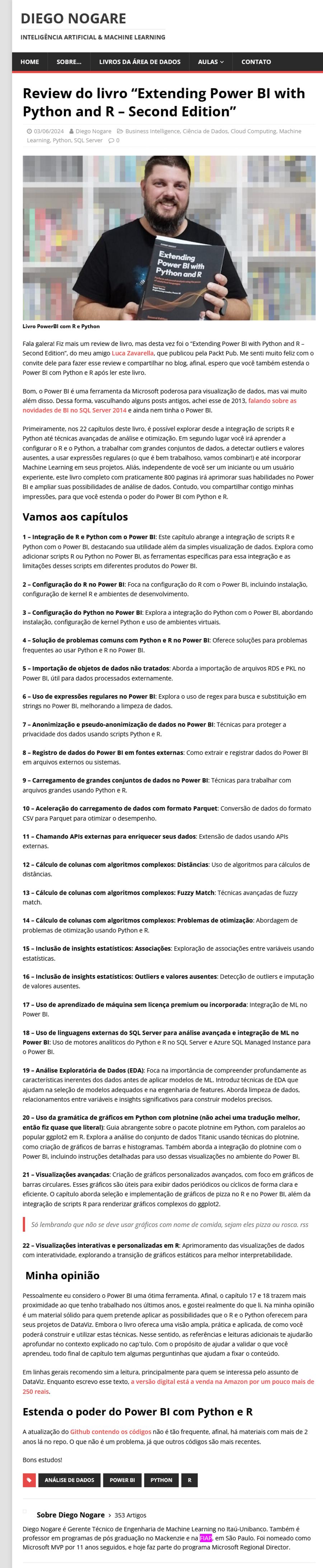 Diego Nogare – ARTIGO ( REVIEW DO LIVRO EXTENDING POWER BI WITH PYTHON ...