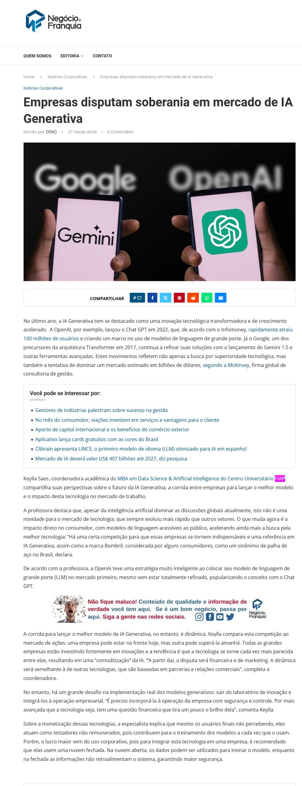 Negócio & Franquia – NOTÍCIAS (EMPRESAS DISPUTAM SOBERANIA EM MERCADO ...