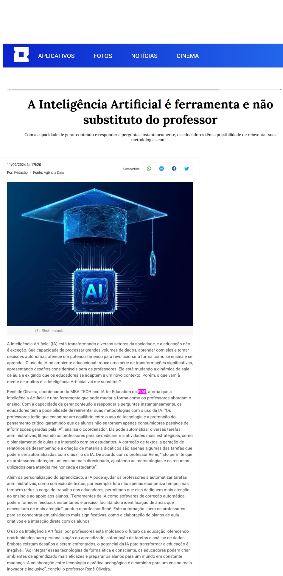 Zipix – NOTÍCIAS (A INTELIGÊNCIA ARTIFICIAL É FERRAMENTA E NÃO ...