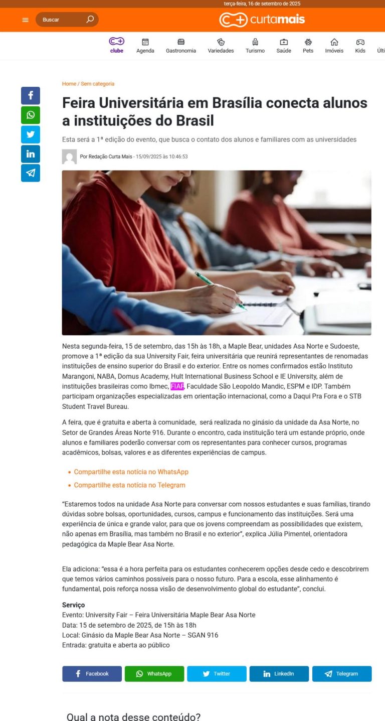 Curta Mais – NOTÍCIAS (Feira Universitária em Brasília conecta alunos a ...