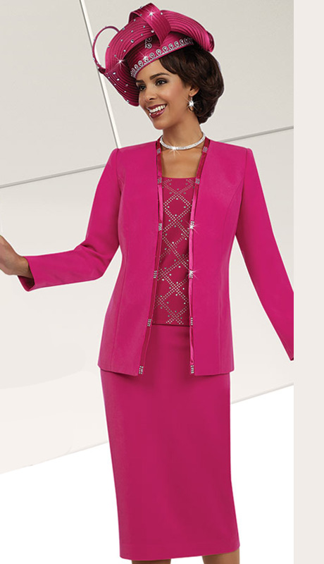Fifth Sunday 52864-F ( 3pc PeachSkin Ladies Church Suit With Satin Rib
