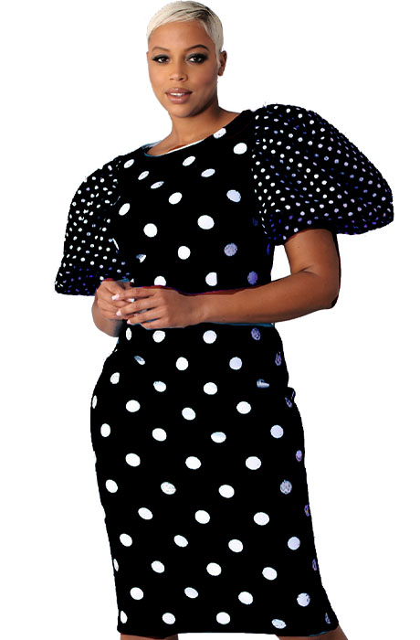 Terramina 7927-BLK-CO ( 2pc Silk Look Womens Church Dress With Bow And ...