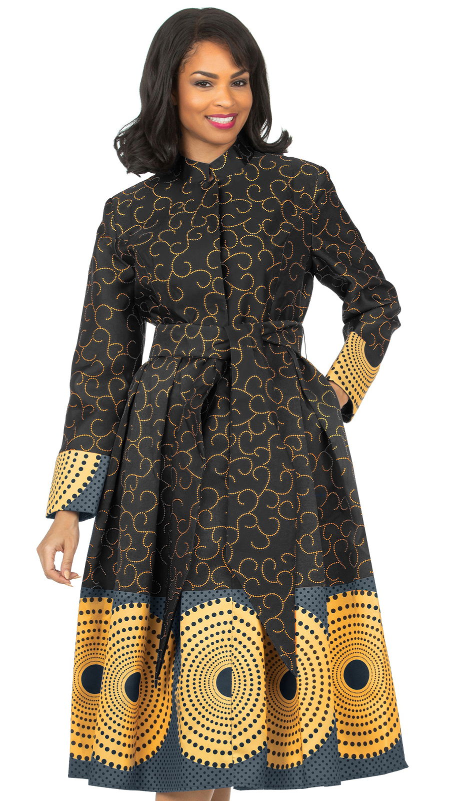 Giovanna D1516-BLK ( 2pc Novelty Ladies Church Dress With Wavy Cloudbu