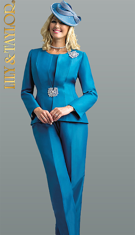 Lily And Taylor 4387 ( 3pc Shantung Womens Church Pant Suit With ...