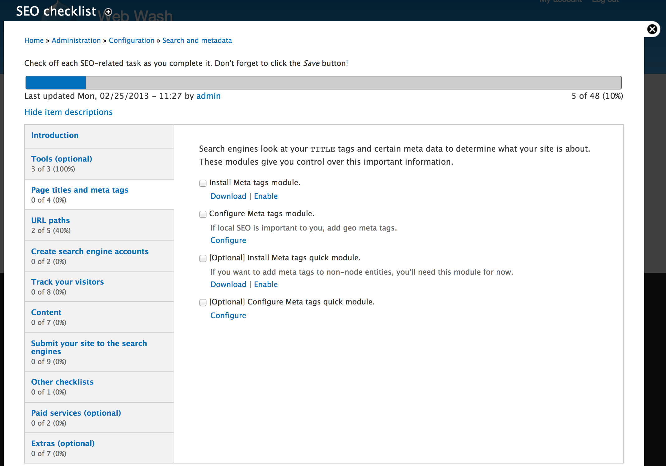 Checklistapi Modules In Drupal Webwash 5630