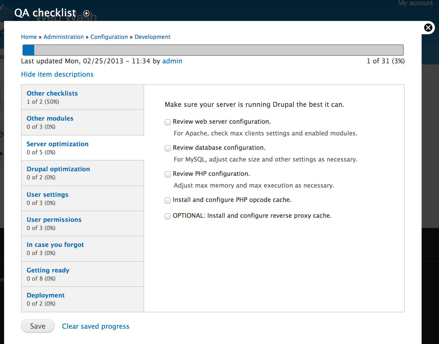 ChecklistAPI Modules in Drupal - WebWash