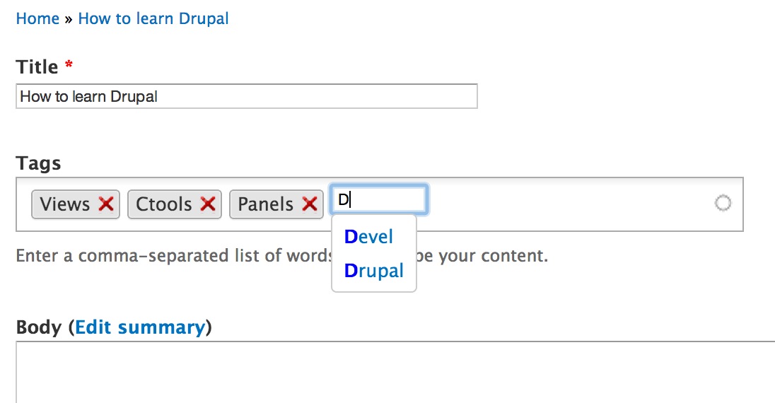 Select Terms Using Autocomplete Deluxe Module - WebWash