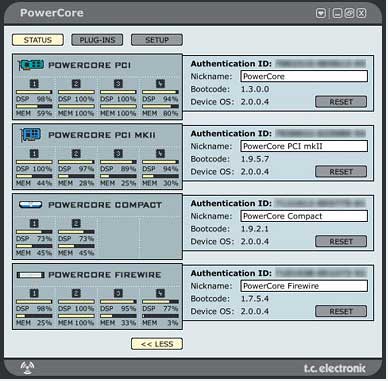 TC PowerCore V2.0 Upgrades Interface