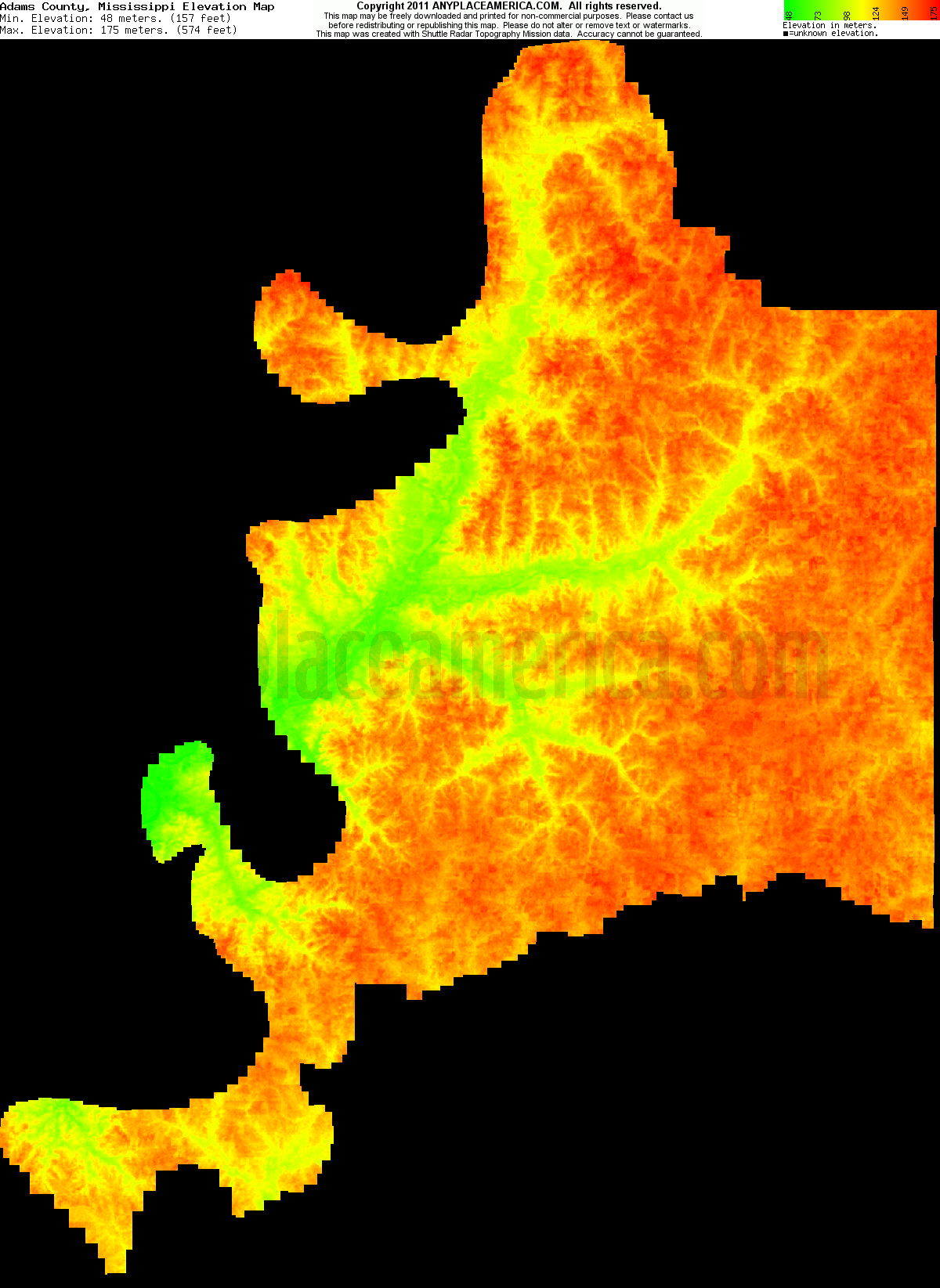 Free Adams County, Mississippi Topo Maps & Elevations