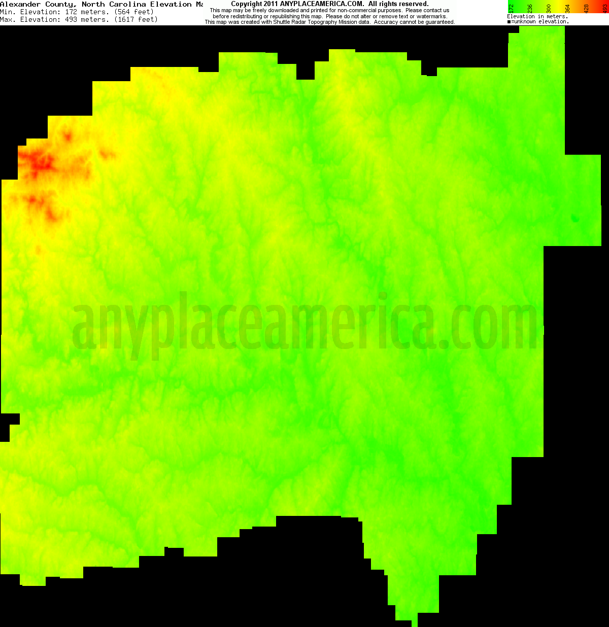 Free Alexander County, North Carolina Topo Maps & Elevations